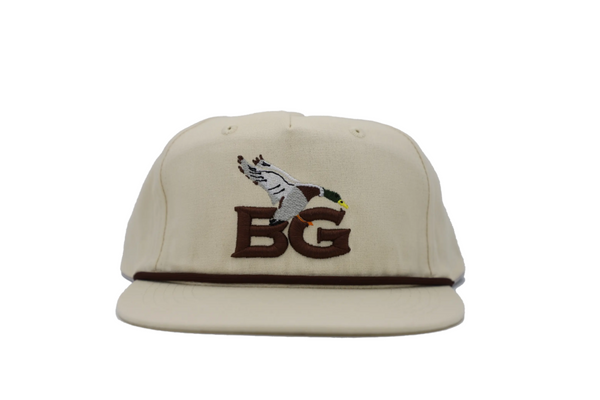 Retro BG Logo Cream Goat Rope Hat - Buck Gardner Calls
